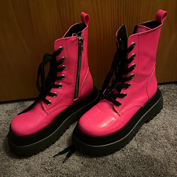 Shoes | Dolls Kill Pink Platform Combat Boot | Poshmark